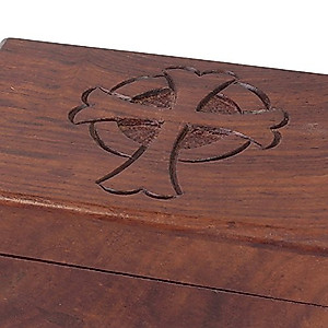 Stonebriar Natural Wood Rectangle Keepsake Box with Hinged Lid, Decorative Trinket Box, Unique Rosary and Jewelry Holder, Religious Gift Idea for Friends and Family