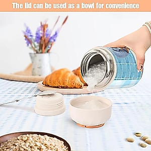 CUPADA Funny Cat Kitten Food Jar, Yellow Rubber Duck Insulated Hot Food Jars Vacuum 17OZ with Folding Spoon for Work Trip Picnic Camping