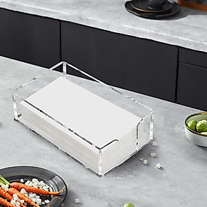 Fengzhe Acrylic Guest Towel Napkin Holder, Clear Bathroom Paper Hand Towels Storage Tray, Disposable Paper Towel Holder for Bathroom, Kitchen, Parties, Weddings, and Various Events .8.5''x4.9''x2.4''