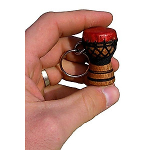Djembe Drum Key Chain - Solid Carved Wood, Goat Skin, and Rope!