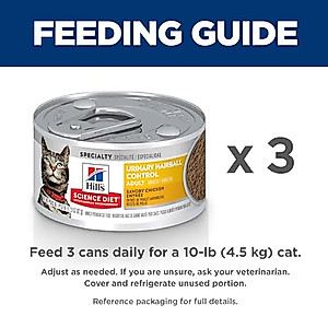 Hill's Science Diet Urinary Hariball Control, Adult 1-6, Urinary Track Health & Hairball Control Support, Wet Cat Food, Chicken Minced, 2.9 oz Can, Case of 12