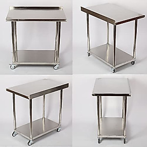 Nisorpa Commercial Stainless Steel Table with Caster Wheels 36x24in Kitchen Worktables with Backsplashs Prep Food Workbench Under Shelf 330~550lbs Capacity for Restaurant