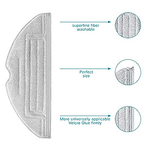 Home Times Vacuum Mop Replacement Pads For Roborock MaxV/ S7 MaxV Plus/ S7 MaxV Ultra/ S7/ S7+ Reusable Hard Floor Cloth Expert Wet Replacement Microfiber Soft Pad (4 Silver Ion Mop Pads)