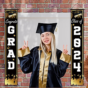 Class of 2024 Graduation Decorations, Black Congrats Graduation Banner Party Supplies - Graduation Party Class of 2024 Graduation Decorations for Any Schools or Grades