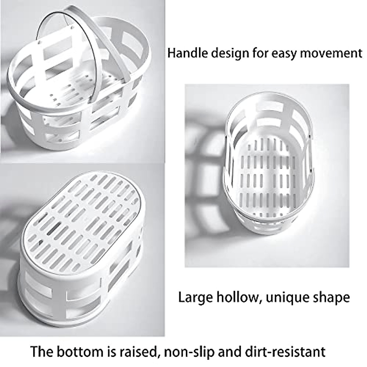 Anyoifax Portable Shower Caddy Tote Plastic Basket with Handle Cleaning Supplies Caddy Storage Organizer Bin for Bathroom, Pantry, Kitchen, College Dorm, Camp, White