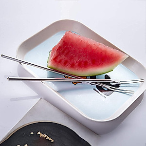 IMEEA Pickle Forks Cocktail Forks SUS304 Stainless Steel Olive Fork Long Handle 8.85-inch Fruit Forks, Set of 4