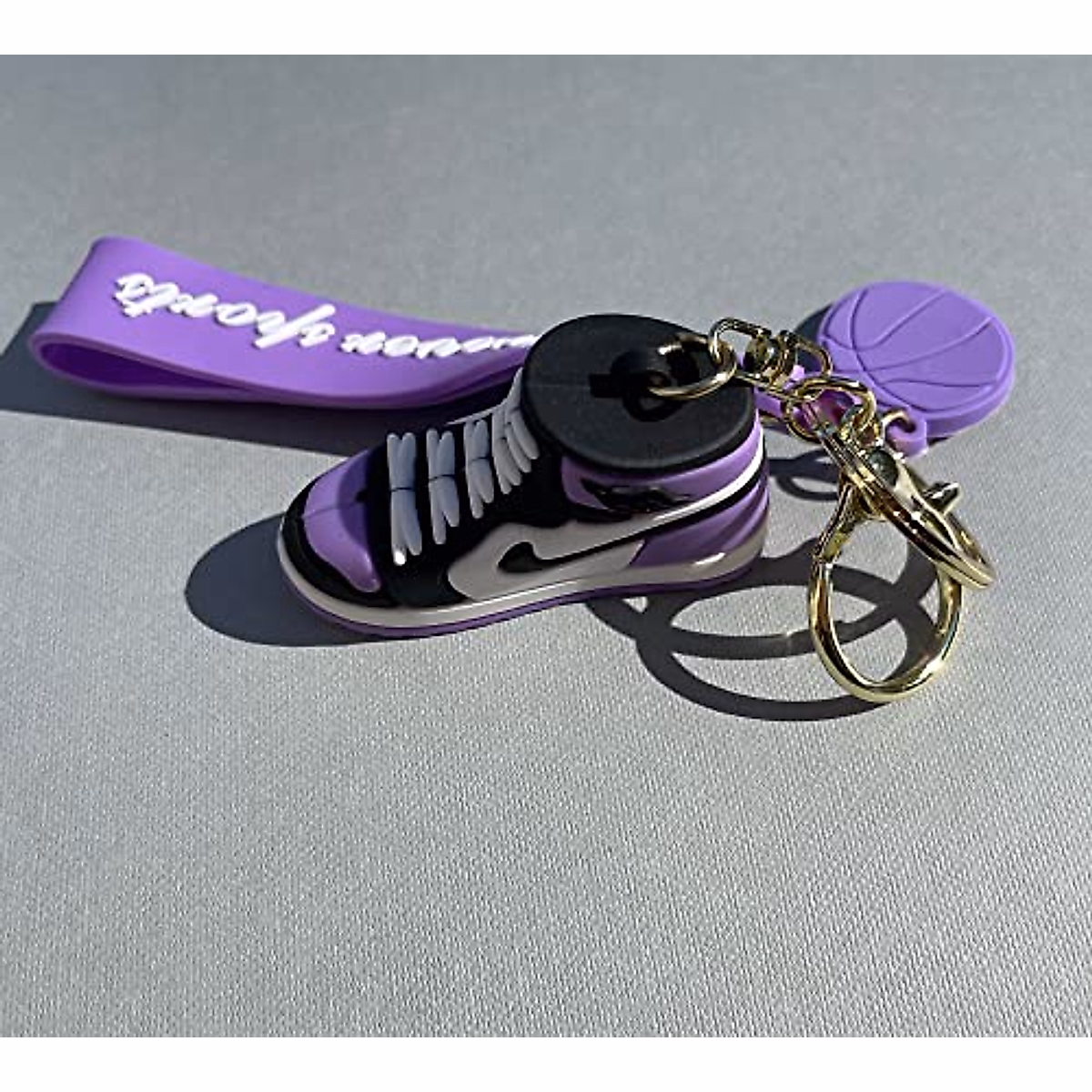 Sneaker Keychain, 3D Mini Basketball Shoe Keychains for Men Women Kids, Fashion Sports Keychains Gift for Sports Fan (KC-015-PURPLE)