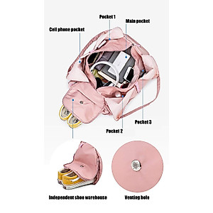 UIYTR Yoga Mat Gym Bag Fitness Bags for Women Men Training Sac De Sport Travel Gymtas Nylon Outdoor Travel Sports Carry On Gym Bag (Pink)