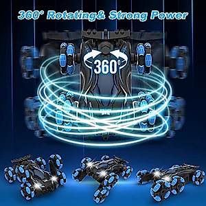 QUTOGO Remote Control Car, 2.4Ghz 6Wd Remote Control Car, 360° Rotating RC Trucks with Lights, Spray Mist, Off Road Drift RC Race Car Toys Gifts for Kids 8 9 10 11 12 Year Old Boys Girls