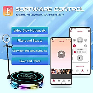 Diandian 360 Photo Booth Machine 80cm with Software for Parties with Ring Light,Flight Case,Free Logo Customization, APP Remote Control Automatic Slow Motion 360 Spin Camera Video Booth