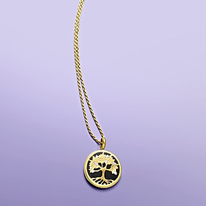 Ross-Simons 17mm Black Onyx Tree Of Life Pendant in 14kt Yellow Gold