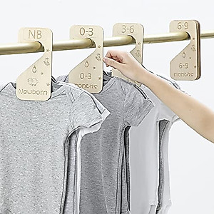 Dabancy Baby Closet Dividers - Set of 10 from Newborn to Toddler and 2 Blanks with Colored Box,Wooden Nursery Closet Dividers for Baby Clothes- [Wood]