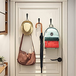 PRIGVOT 15 Pcs Black Wall Mounted Coat Hooks, Hanger Hook with 50 Pieces Screws for Towel, Key, Robe, Scarf, Bag, Cap, Coffee Cup, Mugs