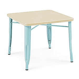 Delta Children Bistro Kids Play Table + Bistro 2-Piece Chair Set (Bundle), Aqua Metal/Natural Birch