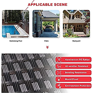 Kullavik 13PCS Outdoor Patio Furniture with 43" 55000BTU Gas Propane Fire Pit Table PE Wicker Rattan Sectional Sofa Patio Conversation Sets,Red