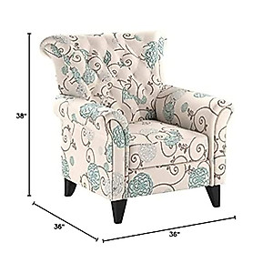 Christopher Knight Home Greggory Floral Fabric Tufted Chair, White / Blue