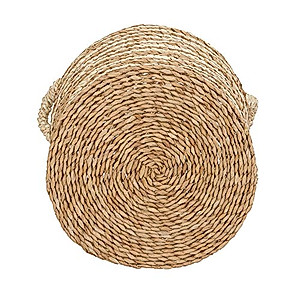 Household Essentials Brown Large Round Woven Wicker Storage Basket with Handles Double Weave
