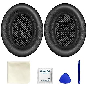 MOLOPPO Replacement Earpads Cushions for Bose QuietComfort 35 (QC35) & Quiet Comfort 35 II (QC35 ii) Headphones, Ear Pads with Softer Leather, Noise Isolation Foam, Added Thickness，Black