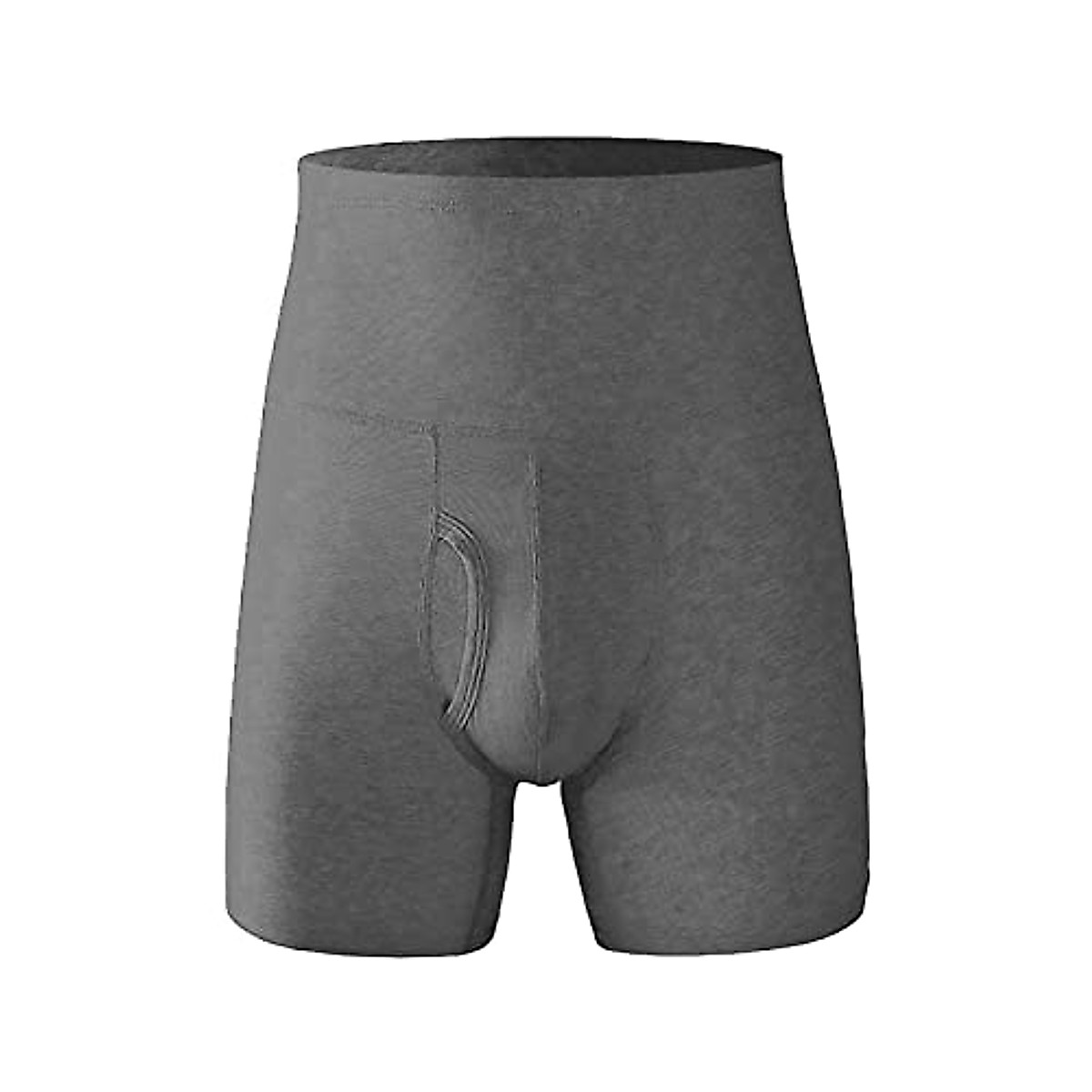 Ctreela High Waisted Underwear for Men's Plus Size Shapewear Anti-Chafing Long Leg Boxer Briefs Tummy Control Shorts Dark Gray
