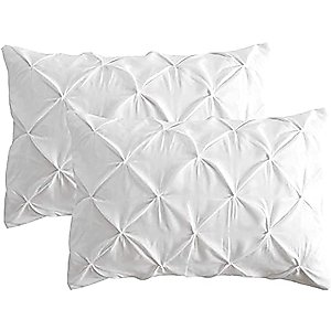 Queen Pillow Shams Set of 2 Pinch Pleated White Pillow Shams Queen 20X30 Pillow Cover/Cases 1000 TC 100% Egyptian Cotton Hotel Class Bedding Pinch Pleated Queen Size Decorative Pillow Shams Set