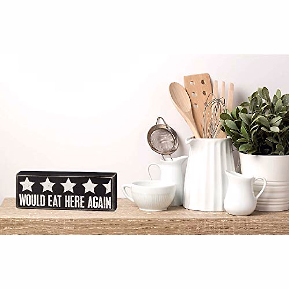 Primitives by Kathy 107576 Would Eat Here Again Wooden Box Sign 9" x 3.25" x 1.75"