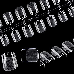 UNA GELLA Extra Short Square Fake Nails XS 216pcs Pre-shape Extra Short Square Press on Nails Extra Short Square Gel Tips for Full Cover Acrylic Short Square Nails False Nails For Nail Extension Home DIY Salon 12 Sizes Gelly Tips