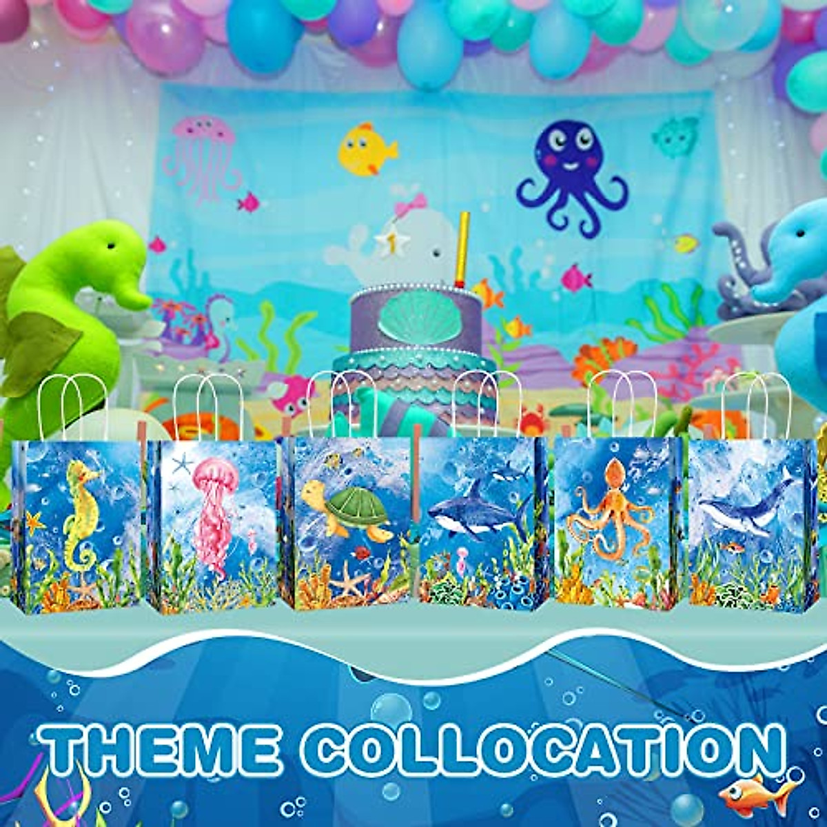 Colorful Sea Animals Party Gift Bags - 24 Pack