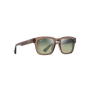 Maui Jim Maluhia Square Sunglasses, Shiny Trans Light Brown/Maui Ht Polarized, Medium