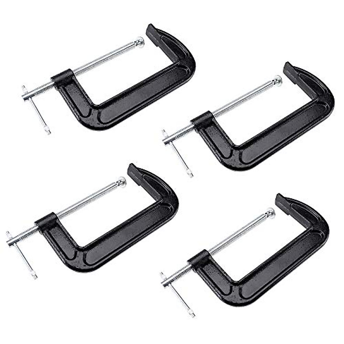 Tysun 4 Pcs 6 Inch C Clamp Set, Up to 6 Inch Jaw Opening, 2-5/8 Inch Throat Depth Heavy Duty C-Clamps for Woodworking Welding and Building