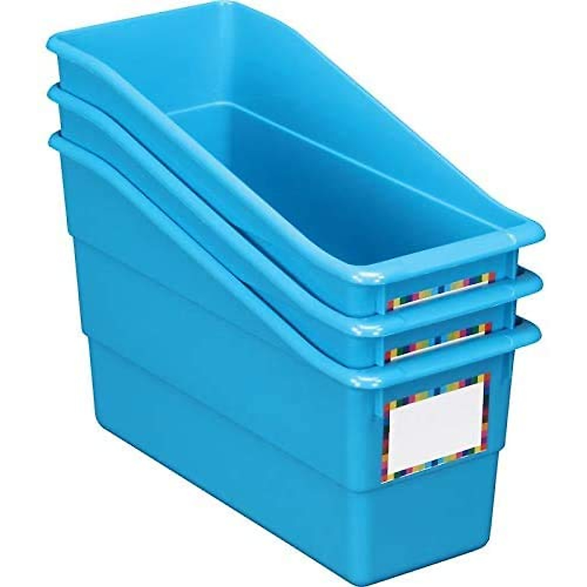 Really Good Stuff-164304 Riverside Name Labels Durable Book and Binder Holders, 5¼" by 12½" by 7½" (Set of 12) - Ideal for Narrow or Vertical Storage Needs Like Magazines, Books, Folders - Color-Code
