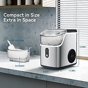 ZAFRO Nugget Ice Maker Countertop, Pebble Ice Maker with Soft Chewable Ice, One-Click Operation Ice Machine with Self-Cleaning, 35.5Lbs/24Hrs for Home,Kitchen,Office