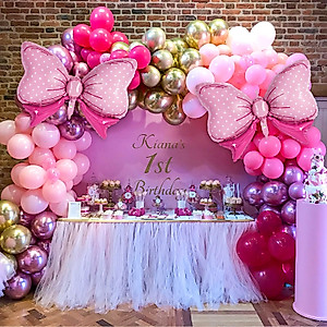 6 Pcs Pink Bow Balloons for Girls, 35 Inch Bow Foil Balloons,Pink Bows Gender Reveal Decorations for Birthday Party Wedding Baby Shower Mouse Party Decoration (Pink)