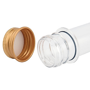 SEUNMUK 60 PCS 40ml Clear Plastic Test Tubes with Gold Caps, 140 x 25 mm Clear Bath Salt Tubes, Test Tubes for Plants, Scientific Experiments, Candy Storage, Powders, Spices