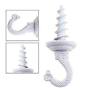 Rierdge 4 Pcs White Swag Ceiling Hooks Heavy Duty, 3 Inch Swag Hanging Ceiling Hooks Indoor Outdoor for Chandelier Plants Etc (White)