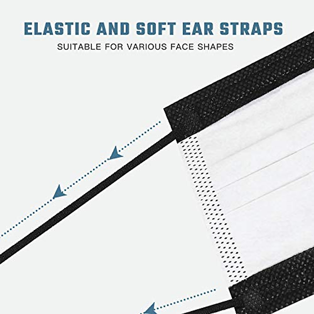 MSAAEX Black Disposable Face Mask, 4-Ply Black Masks with Ear Loop, Non-Woven Mouth Cover - 50 Pcs