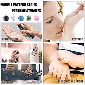 10ML Mini Perfume Atomizer Bottle, Refillable Travel Size Empty Perfume Sprayer with Funnel, Distributor, Dropper, Marble Pattern Portable Spray Bottle for Women&Men ( Black&Green&Blue&White,4 PCS )