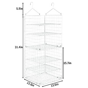 Yuyetuyo 6 Tier Foldable Closet Organizer,Adjustable Hanging Closet Shelves with 6 Adjustable Divider, Hanging Organizer for Closet,White 37.3" H X 12.6" W X 12.6" D