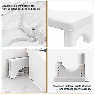 Hasfu Squatting Toilet Stool, Adjustive 6 Inch to 8 Inch Potty Bathroom Poop Stool for Adults and Children, White