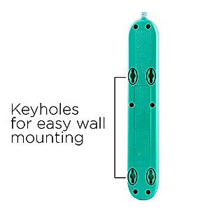 Cordinate 6-Outlet Surge Protector, Power Strip, Flat Plug, Braided Cord, Decorative, 3 ft Power Cord, Wall Mount, Tangle-Free, Warranty, Green, 41640 