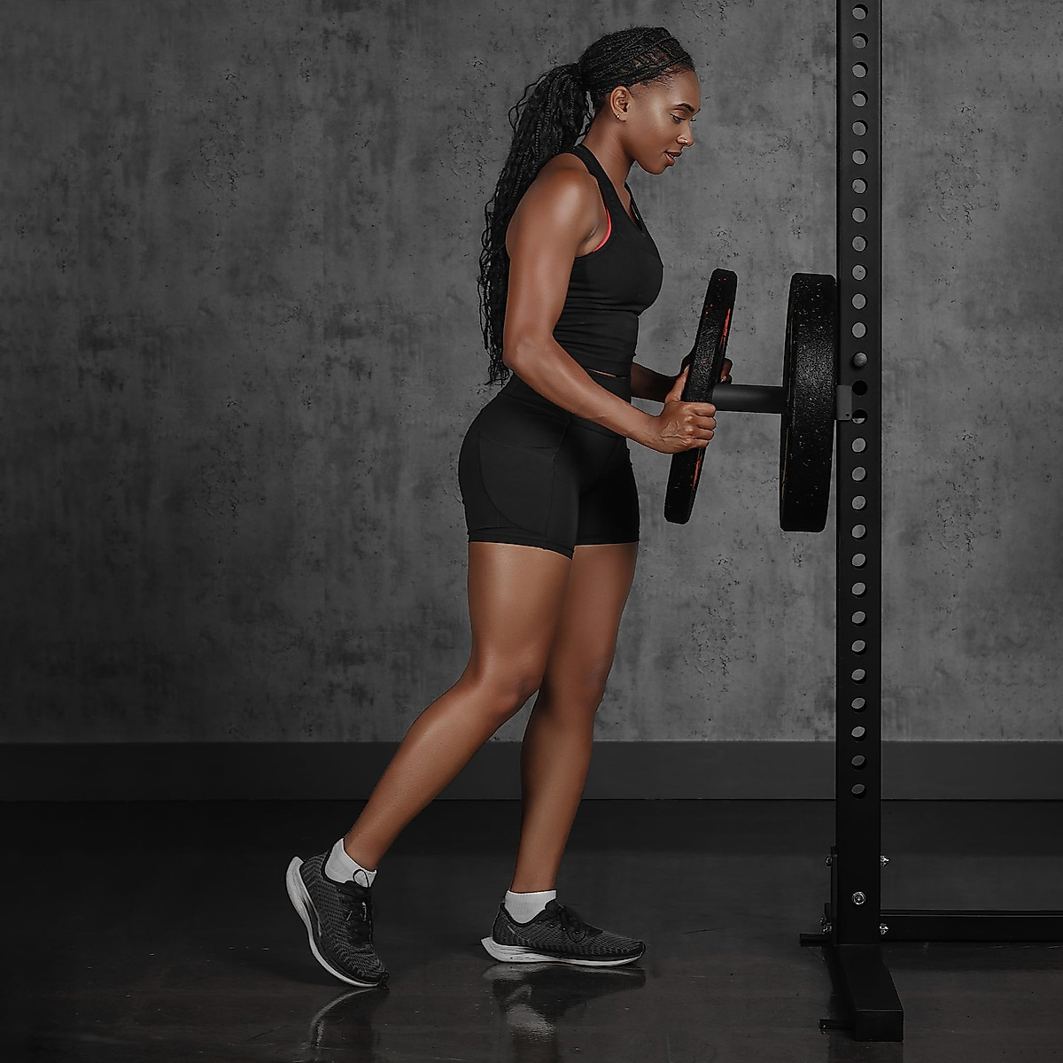 AmStaff Olympic Weight Plate Holder for Power & Squat Racks – Available 2x2 – 2.5x2.5 – 3x3 Inch Tube Sizes – Weight Plates Horn Storage Attachment for Power Squat Rack – (Pair) (3"x3" Tube Racks)