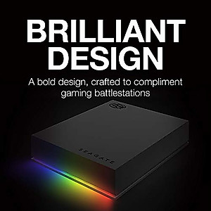 Seagate FireCuda Gaming Hard Drive External Hard Drive 2TB - USB 3.2 Gen 1, RGB LED lighting for PC and Mac with Rescue Services (STKL2000400)