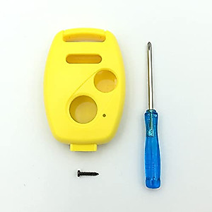 Henrida Keyless Entry Remote Key Housing Replacement for Honda Civic CR-V Fit Accord Crosstour Odyssey CR-Z Key Fob Shell Case，for Honda 2+1 Buttons with Screwdriver (Yellow)