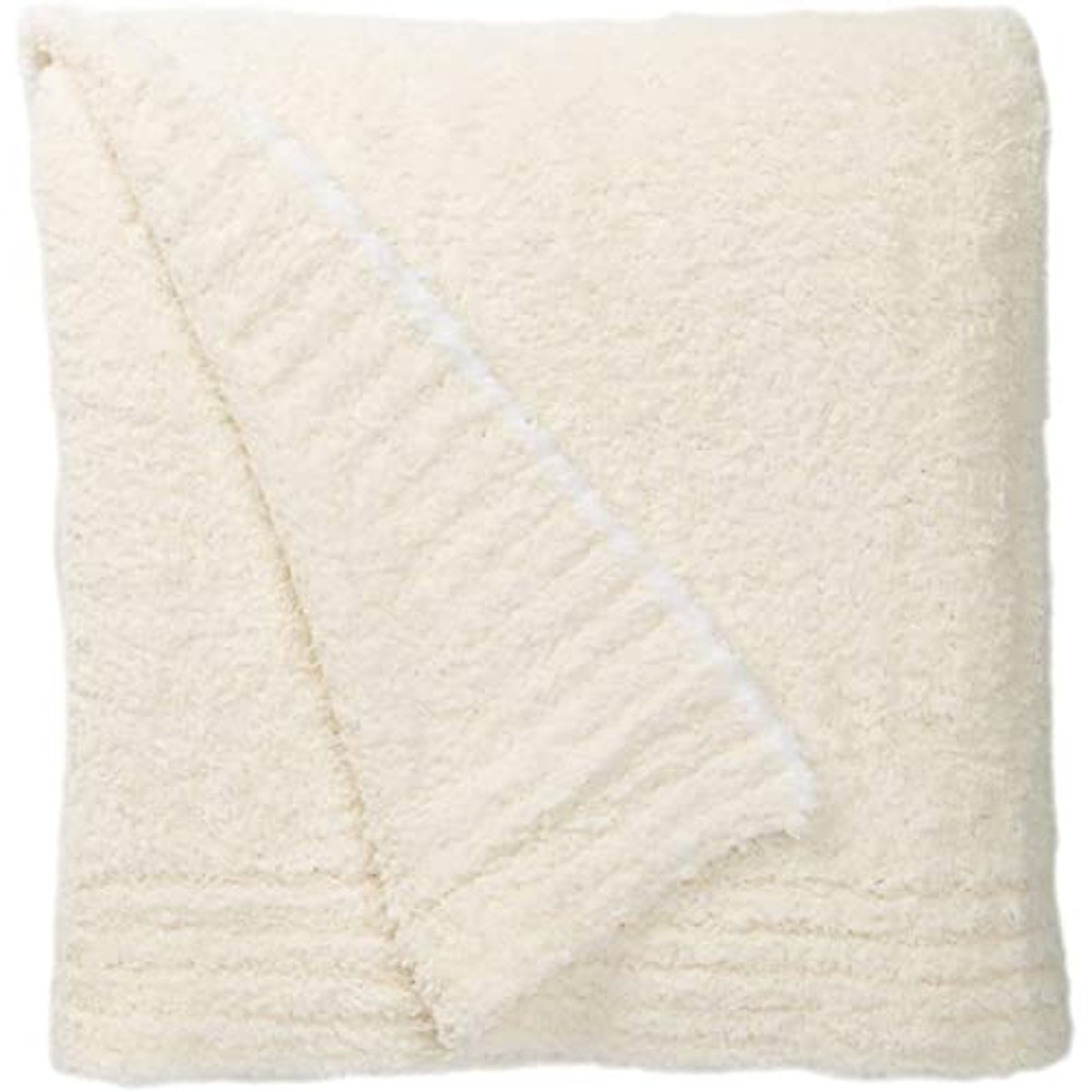 Barefoot Dreams Contrast Trim Throw Blanket 45 x 60 Cream & White
