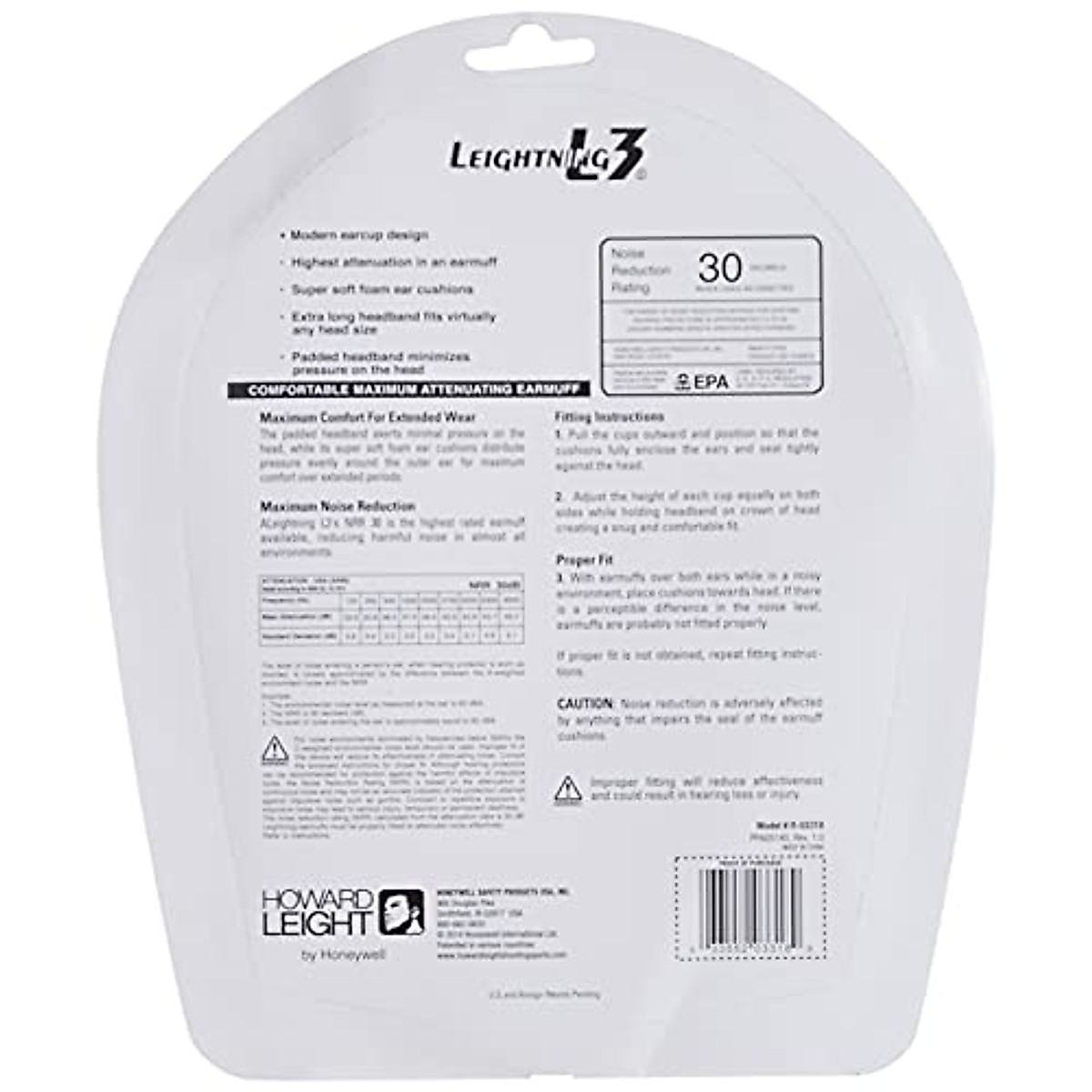 Howard Leight by Honeywell Leightning L3 Shooting Earmuff (R-03318) , Black