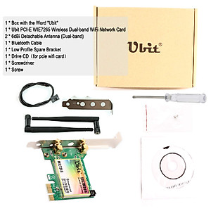 Ubit Network Card, WiFi Adapter AC 7265, AC1200Mbps pcie WiFi Bluetooth Card, 6dBi Antenna Wireless Dual Band (5G/2.4G) WiFi Card for Desktop pc