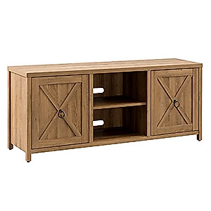 Henn&Hart Rectangular TV Stand for TV's up to 65" in Golden Oak, Electric Fireplace TV Stands for the Living Room