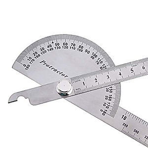 ChgImposs 0-180 Degree Angle Finder, Stainless Steel Round Head Rotary Protractor Scale Angle Finder Adjustable Double-arm Ruler Angle, Finder Craftsman Ruler Machinist Tool