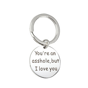 Meiligo® Boyfriend Girlfriend Gift Key Chain You`re my favorite asshole Necklace Key Chain Pendant (I Love You - Key Chain)