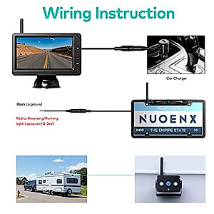 Nuoenx Wireless Backup Camera for RV, Split Screen 5 Inch HD Monitor W/ Wireless License Plate Backup Camera & Wireless Rear View Camera, IR Night Vision Waterproof Camera for RV, Trailer, 5th Wheel