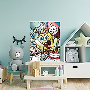 5D DIY Diamond Painting Kits for Adults, Cartoon Full Drill Round Crystal Rhinestone Embroidery Diamond Arts Craft Canvas Supply for Home Wall Deco (Sponge 12x16inch)